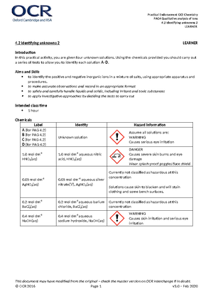 Chemistry PAG 4.3 Learner v3 - Practical Endorsement GCE Chemistry PAG4 ...