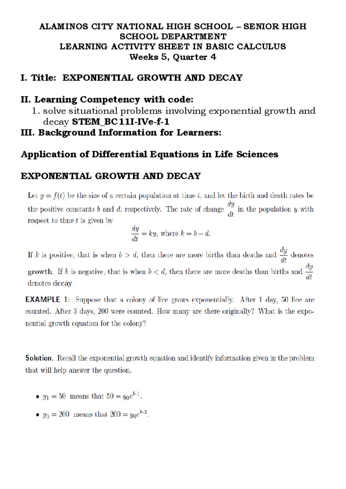 Lesson 2 Exponential-Growth-and-Decay-1 - ALAMINOS CITY NATIONAL HIGH ...