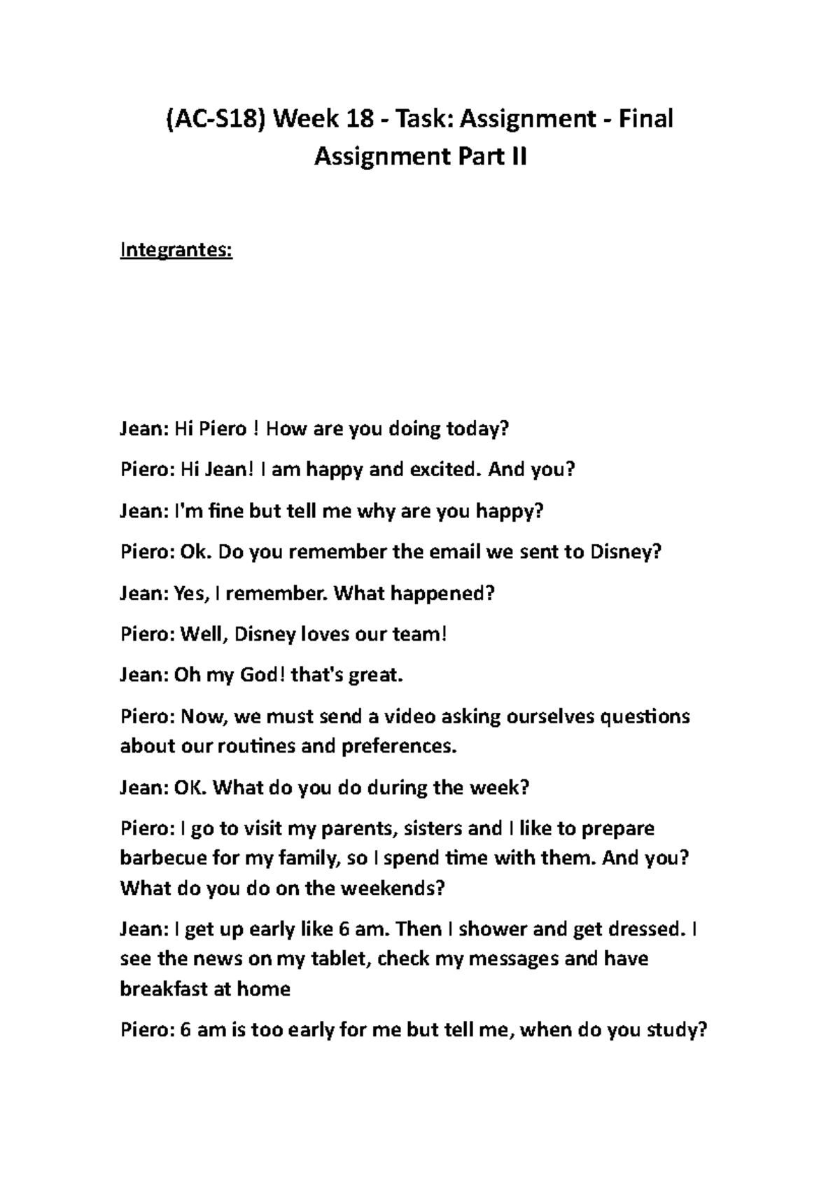 Trabajo Final de Ingles S18 - (AC-S18) Week 18 - Task: Assignment - Final Assignment Part II ...