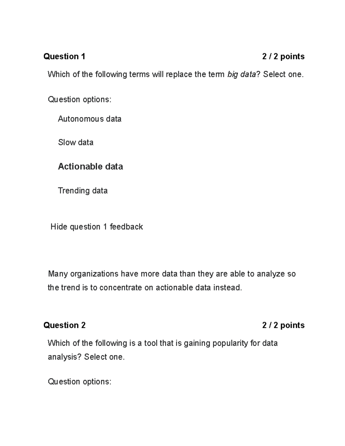 8-2 knowledge check IT-226 - Question 1 2 / 2 points Which of the ...