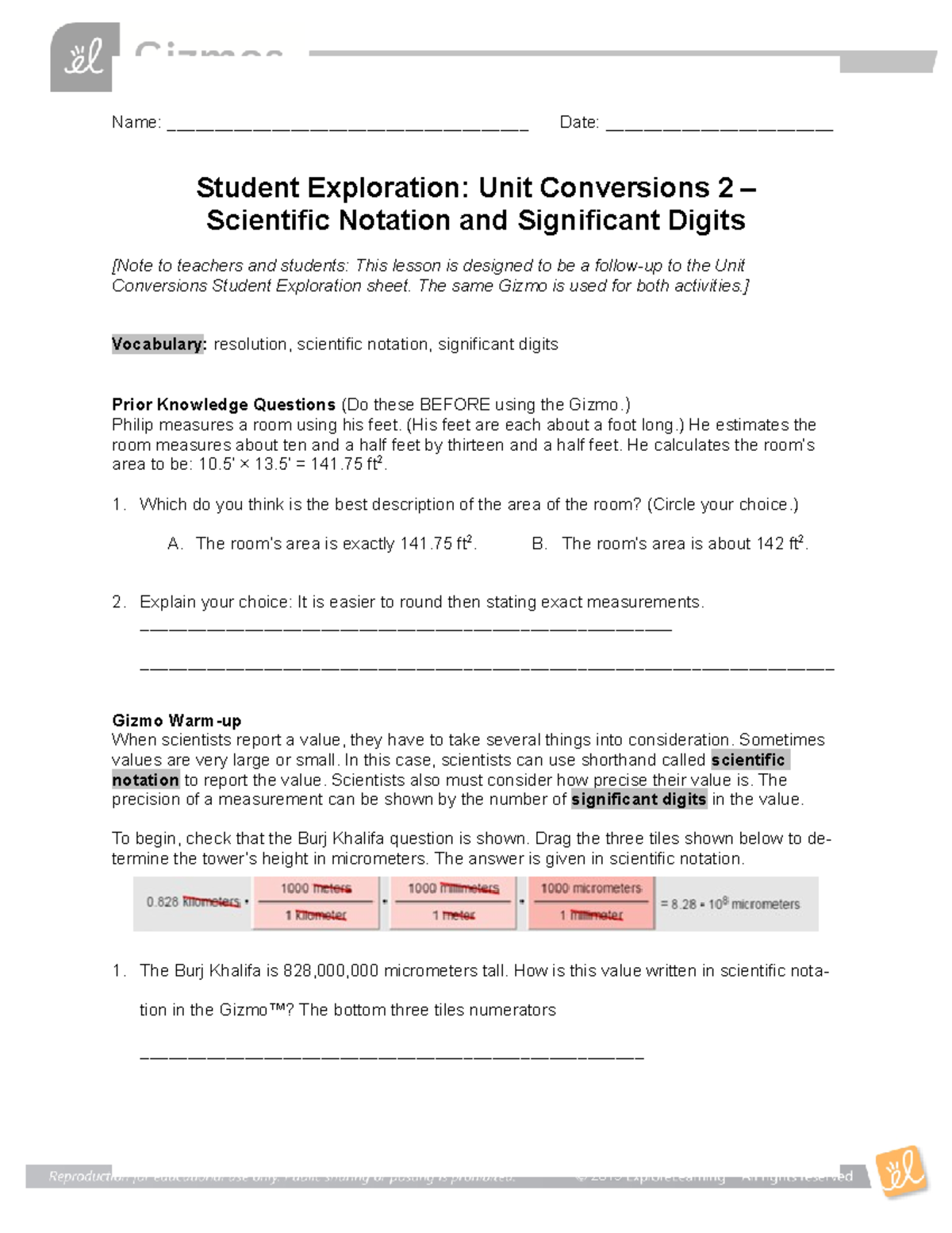 Unit Conversions 2SE - Chem 1 - Name ...