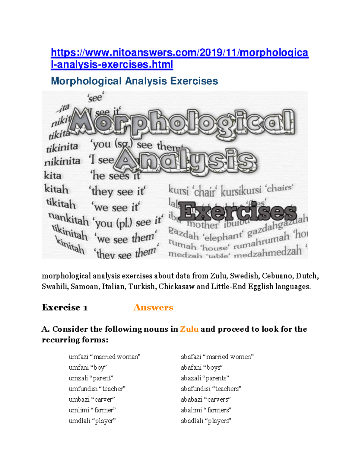 Morphological Analysis Exercises - nitoanswers/2019/11/morphologica l ...
