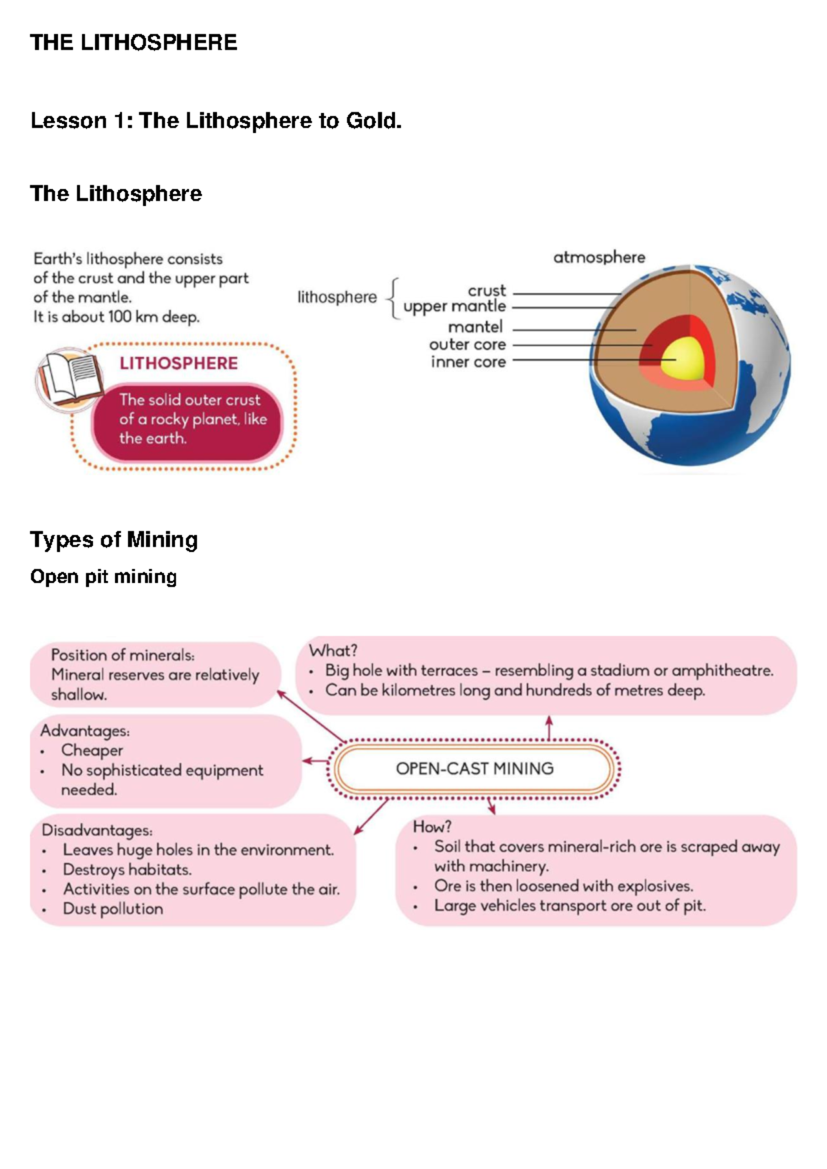 2024 The Lithosphere - THE LITHOSPHERE Lesson 1: The Lithosphere to ...
