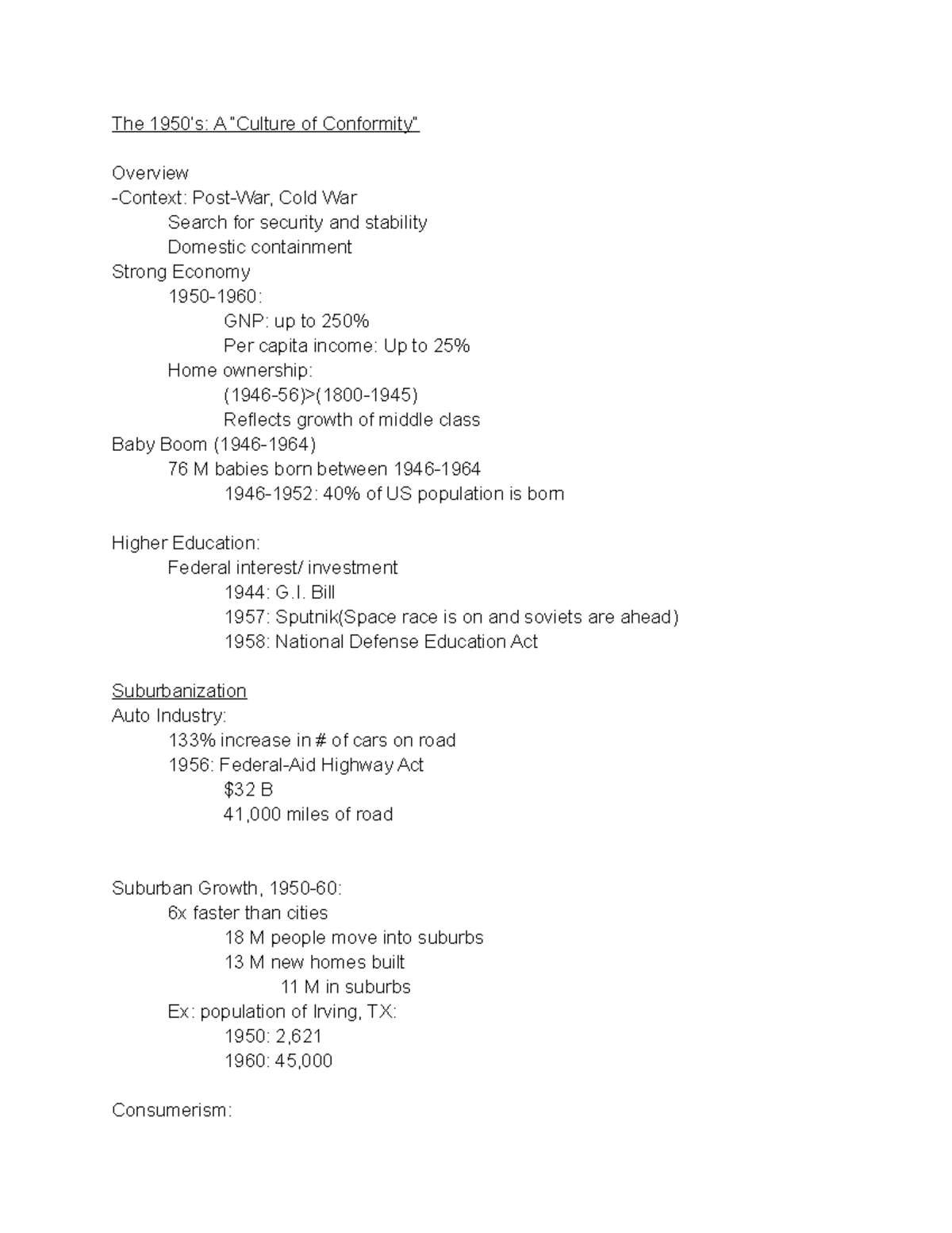 1950's Culture of Conformity - The 1950’s: A “Culture of Conformity ...