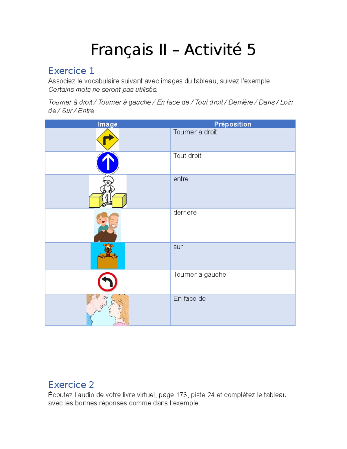 Français II - Activité 5 french II - Français II – Activité 5 Exercice ...