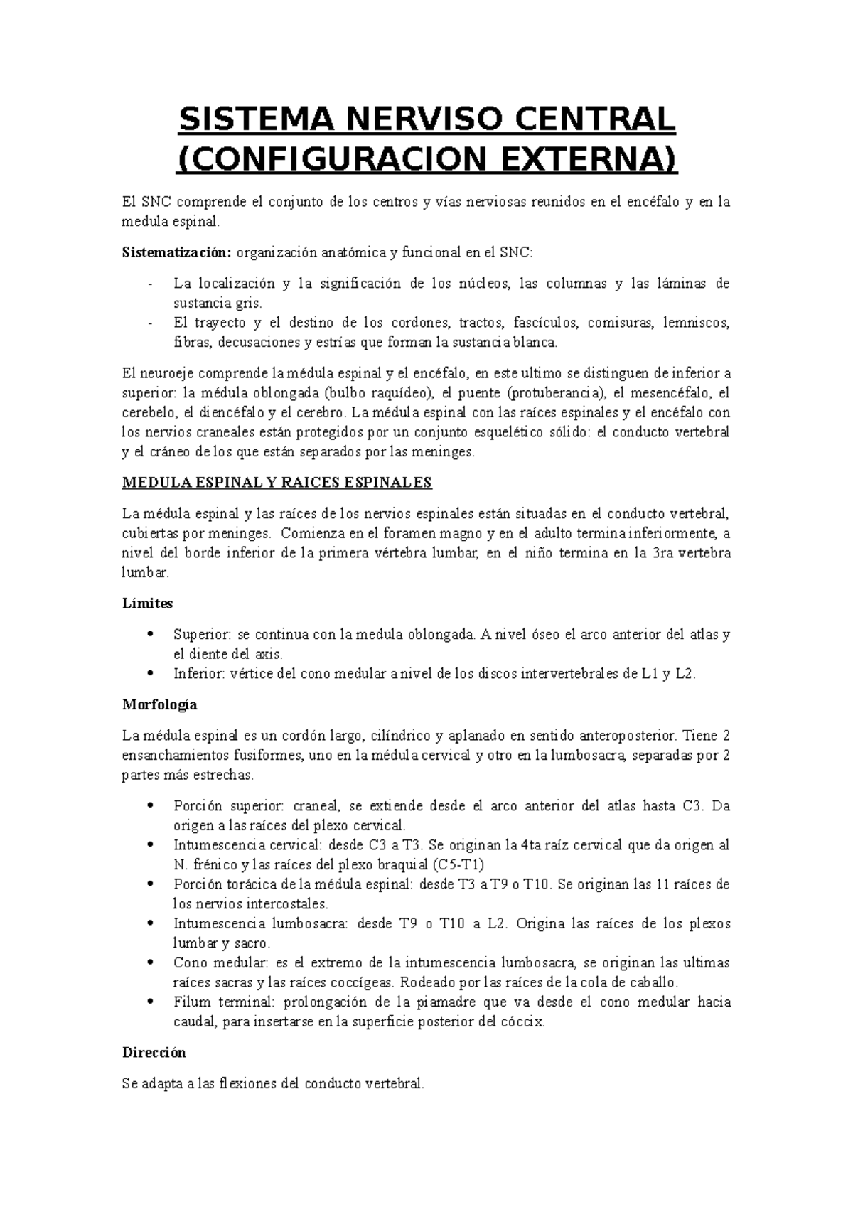 Sistema Nerviso Central - SISTEMA NERVISO CENTRAL (CONFIGURACION ...