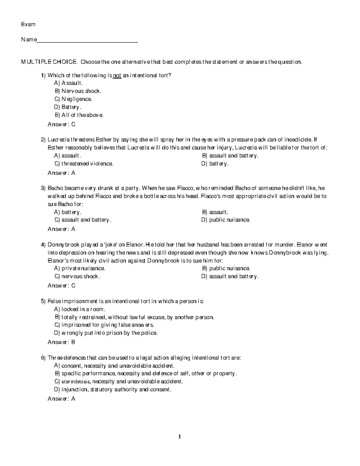 Chapter 4 - Revision material - Exam N ame ...