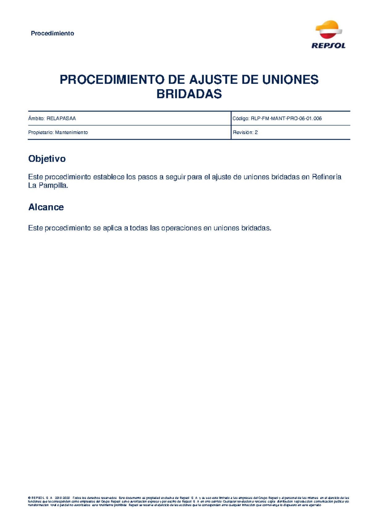 Procedimiento de Uniones Bridadas - PROCEDIMIENTO DE AJUSTE DE UNIONES ...