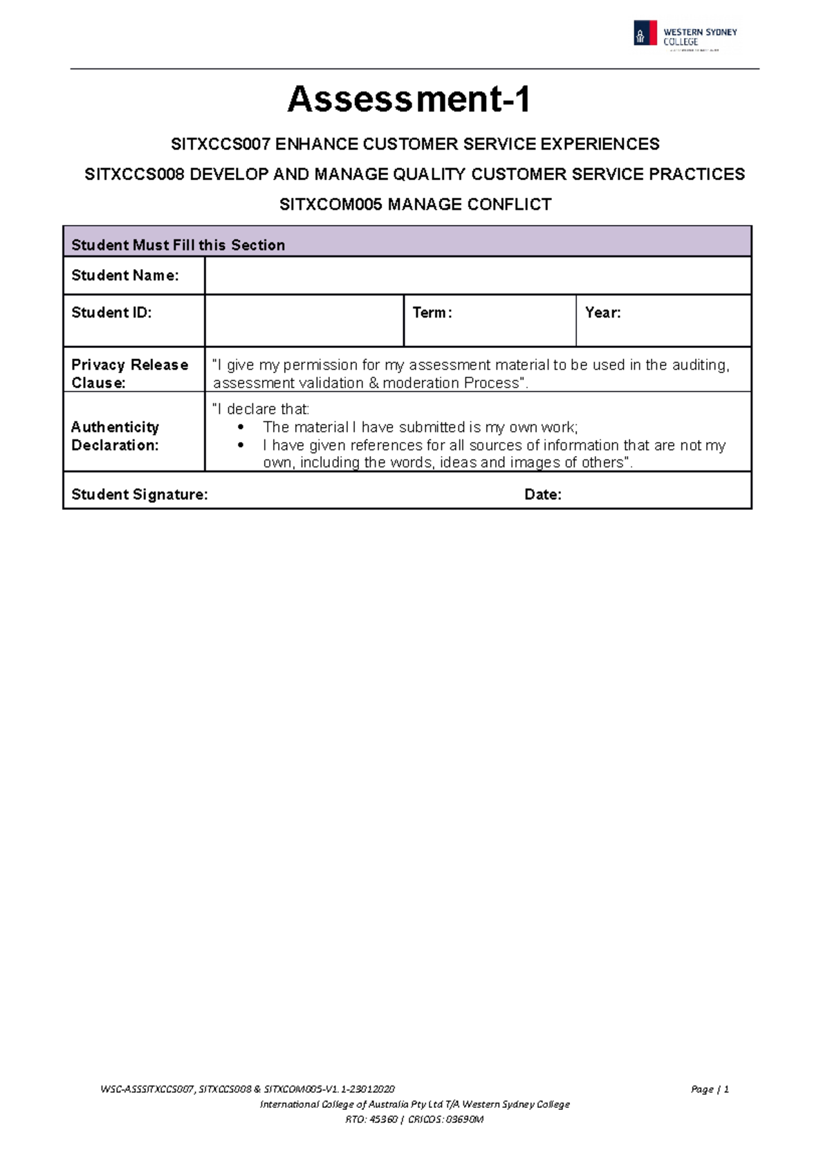 Assessment-Task-1 - assignment - Assessment- SITXCCS007 ENHANCE ...
