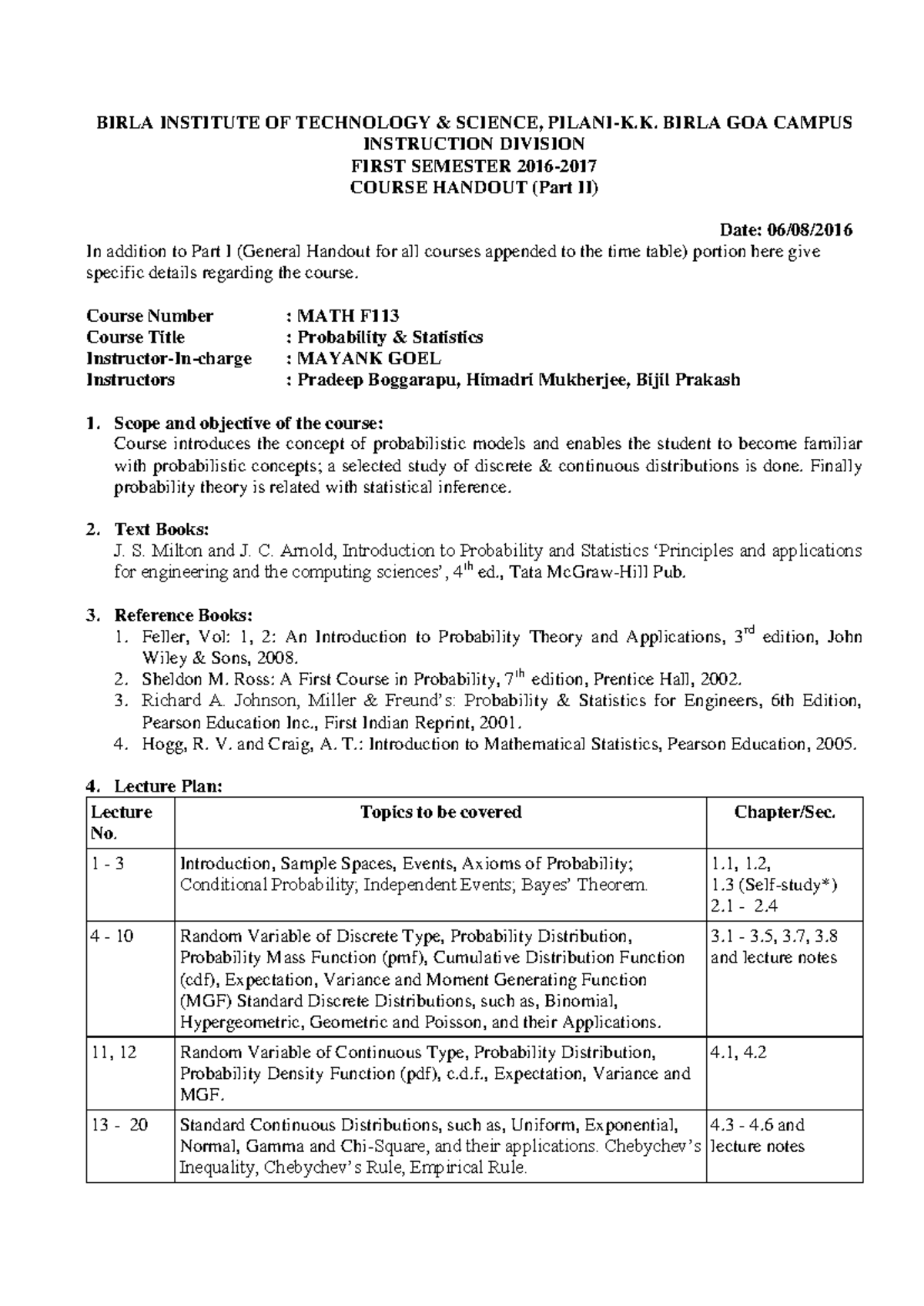 331696302 MATH F113 Handout - BIRLA INSTITUTE OF TECHNOLOGY & SCIENCE, PILANI-K. BIRLA GOA - Studocu