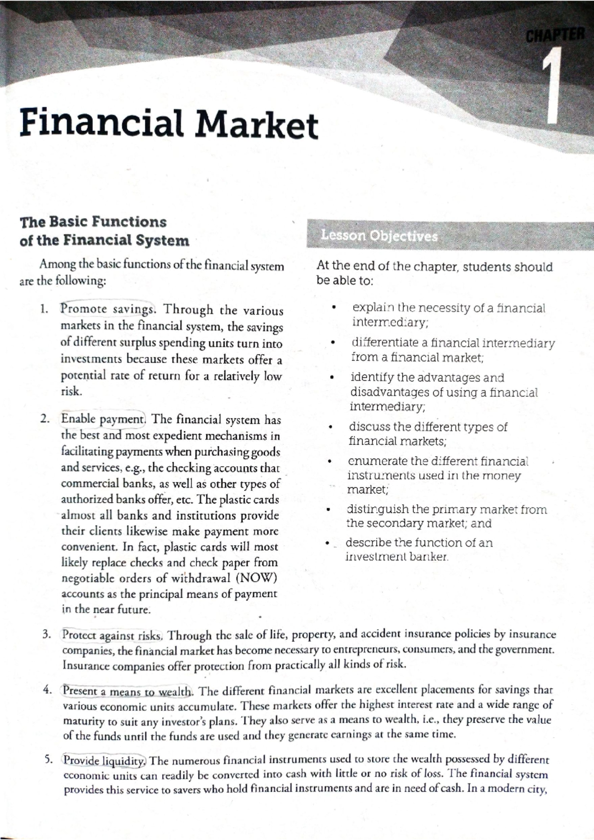 Finman 2 - Chapter 1 TO 3 - Finmar - CHAPTER Financial Market The Basic ...
