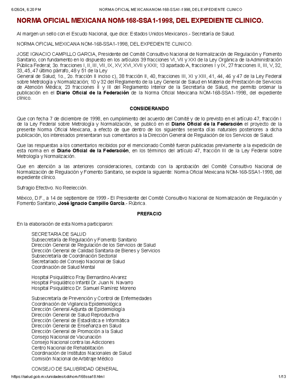 Norma Oficial Mexicana NOM-168-SSA1-1998 - NORMA OFICIAL MEXICANA NOM-168-SSA1-1998, DEL ...