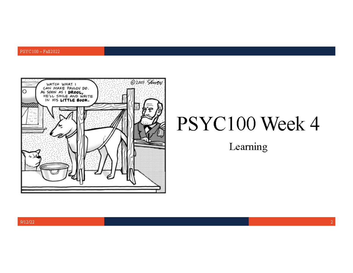 Psyc100 ch6 slides TUE - chapter 6 ppt 1 - PSYC100 Week 4 Learning Outline How Our Environment ...
