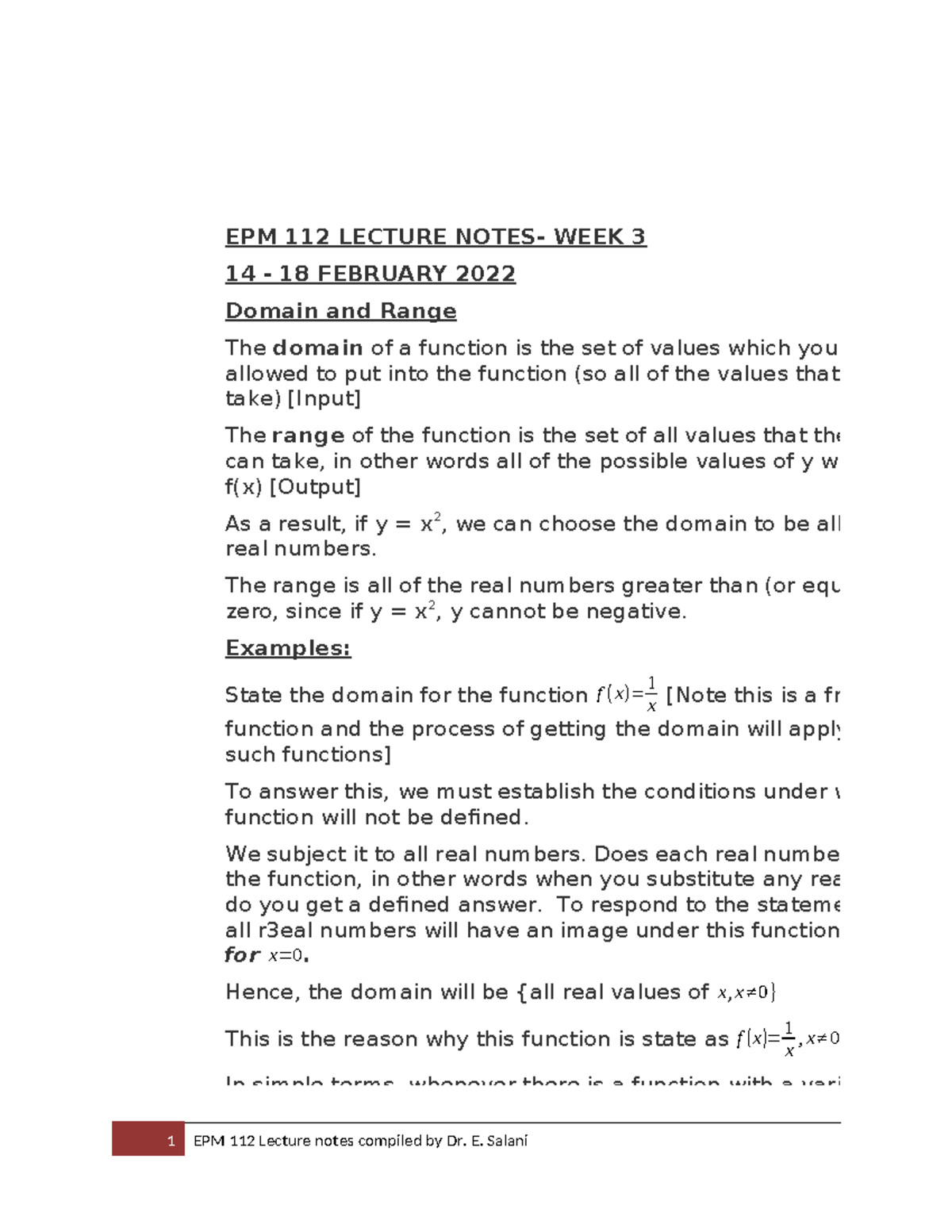 Epm112 Functions Epm 112 Summary Epm 112 Lecture Notes Week 3 14
