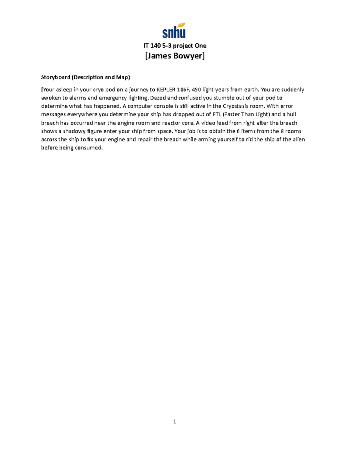 It 140 Design Document Template It 140 5 3 Project One [james Bowyer