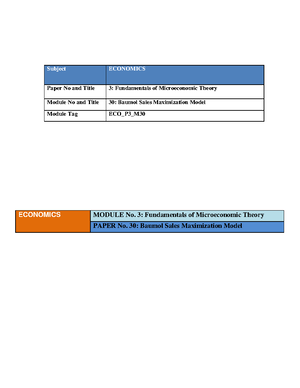 Robin Marris’s Model of Managerial Enterprise - Micro Economics I - Studocu