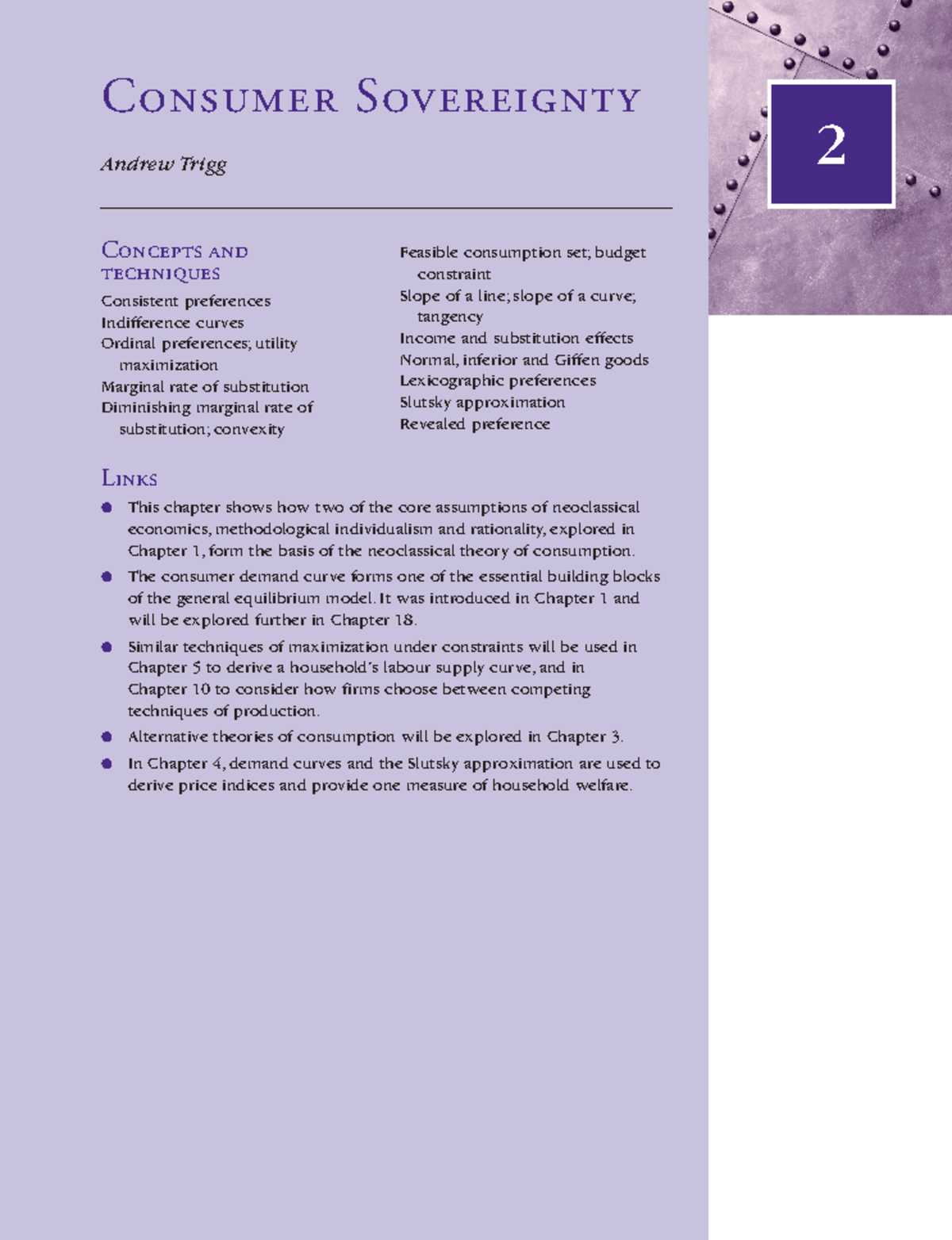 Ch02 - Consumer Sovereignty Andrew Trigg Concepts and techniques ...