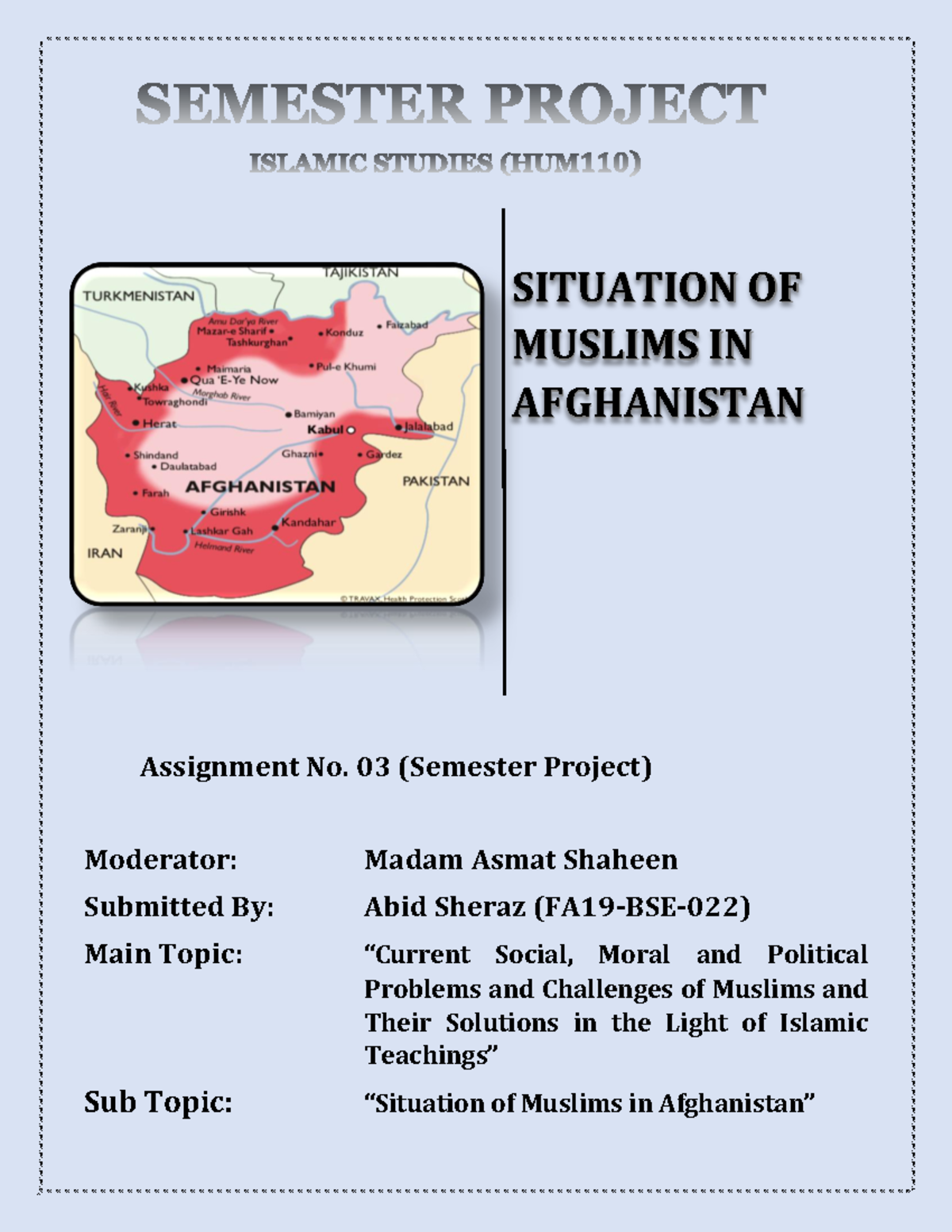 Islamiat Project - Copy - Assignment No. 03 (Semester Project ...