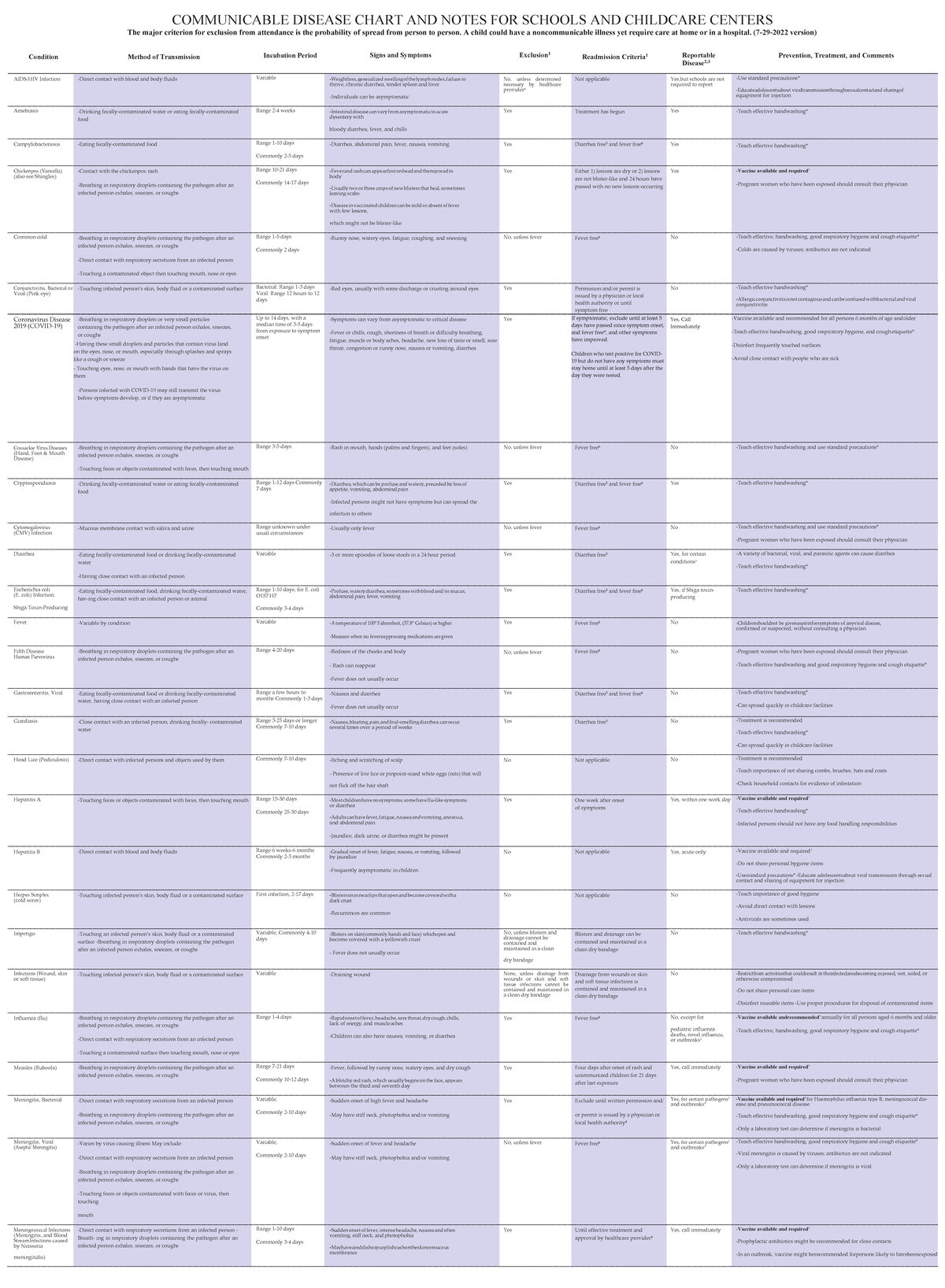 Communicable Disease Chart-Schools and Childcare Centers-072922 ...
