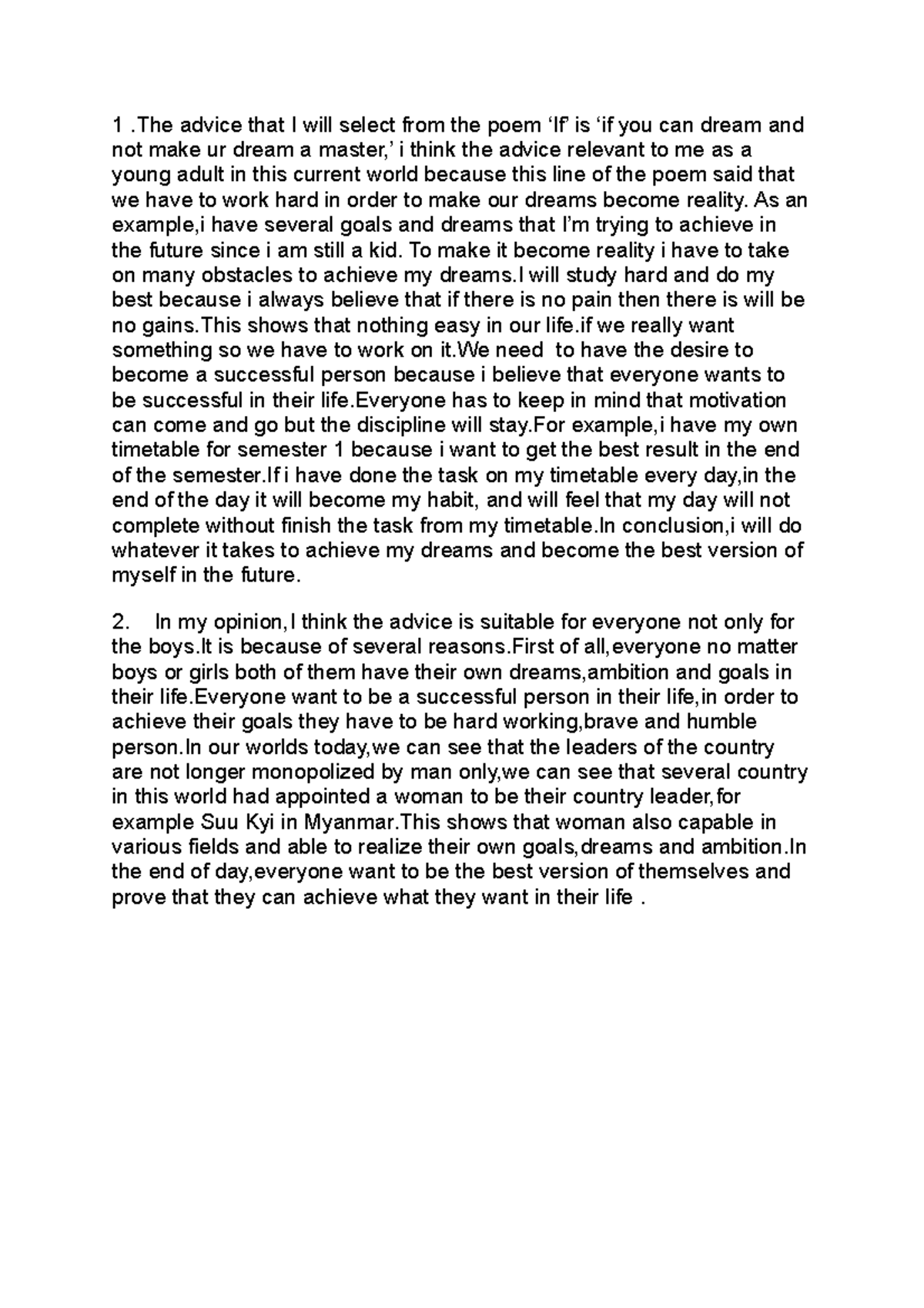 Elc 121 lira 2 - jsjsjsjs - 1 .The advice that I will select from the ...