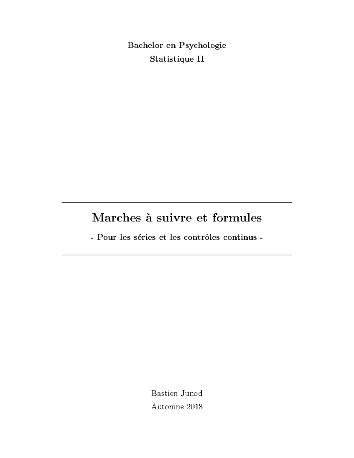 Résumé Statistique II - Bachelor en Psychologie Statistique II Marches ...