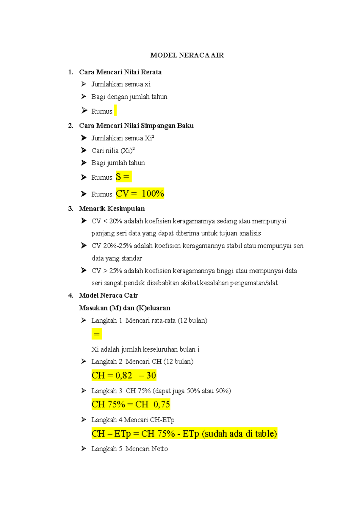 Model Neraca AIR - MODEL NERACA AIR Cara Mencari Nilai Rerata Jumlahkan ...