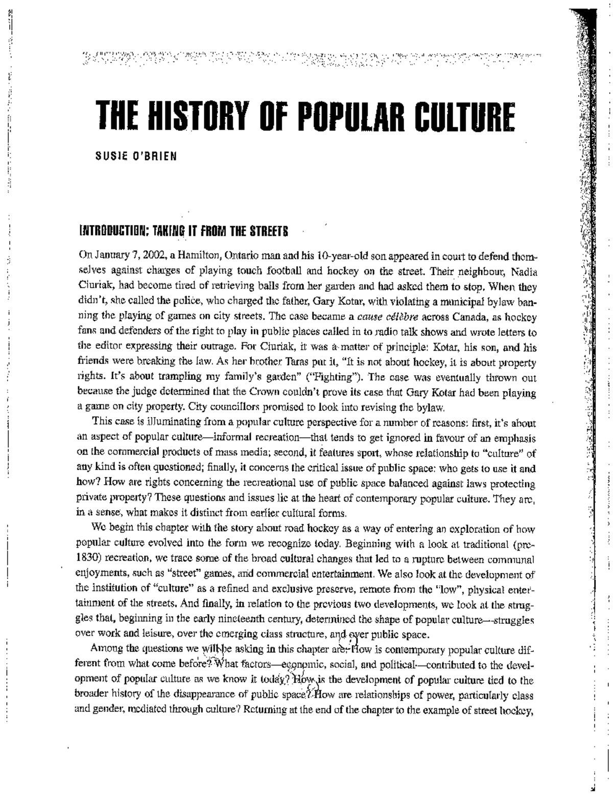 History of Popular Culture - Week 3 Readings - CMNS 110 - Studocu