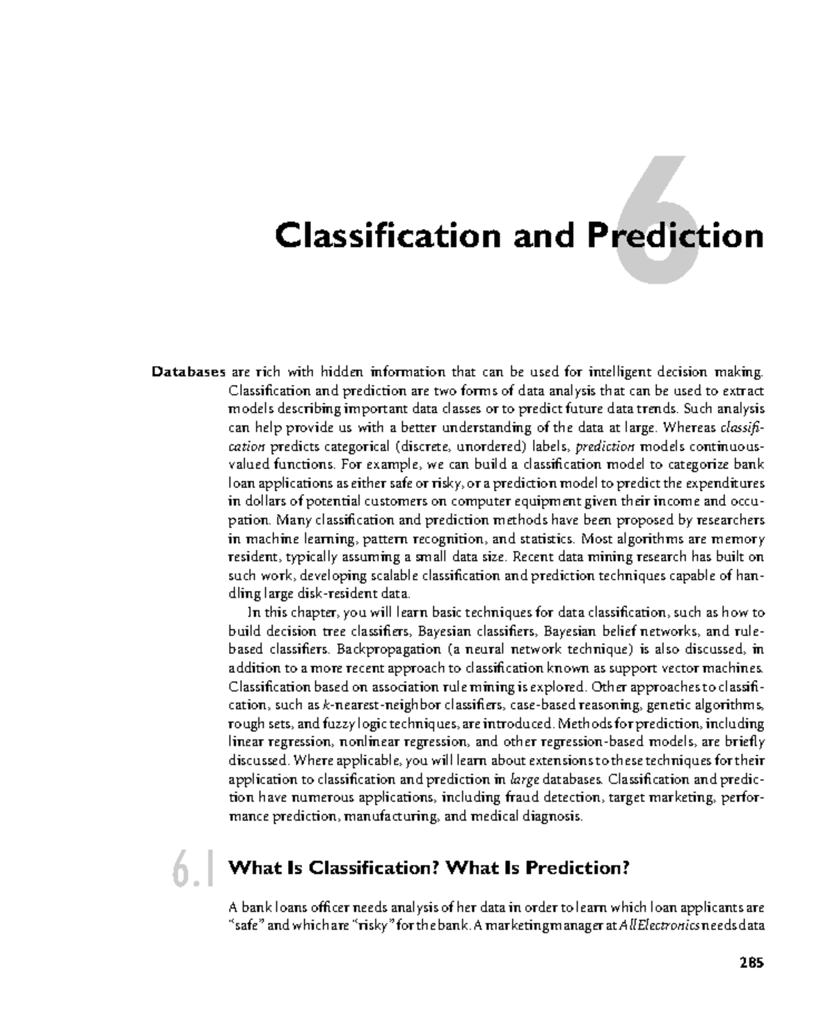 Chapter 06 Classification and Prediction - 6 Classification and ...