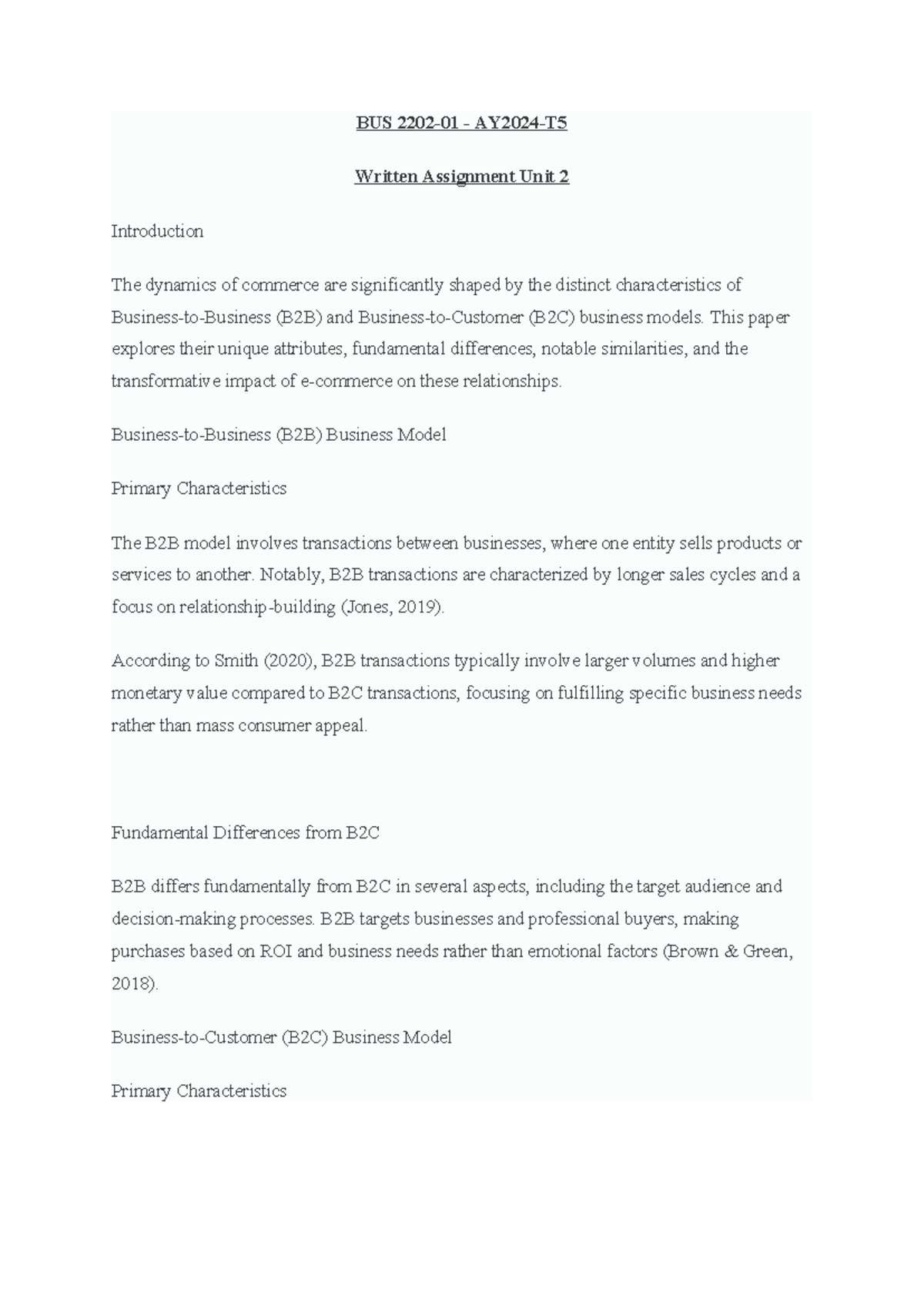 BUS2202 E-Commerce Unit 2 Written Assignment - BUS 2202-01 - AY2024-T ...