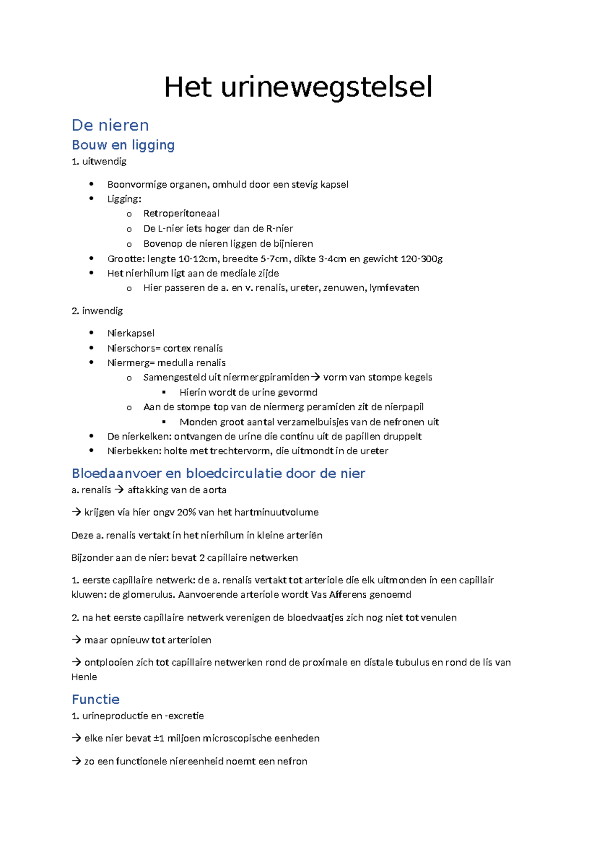 Het urinewegstelsel - en v. renalis, ureter, zenuwen, lymfevaten ...