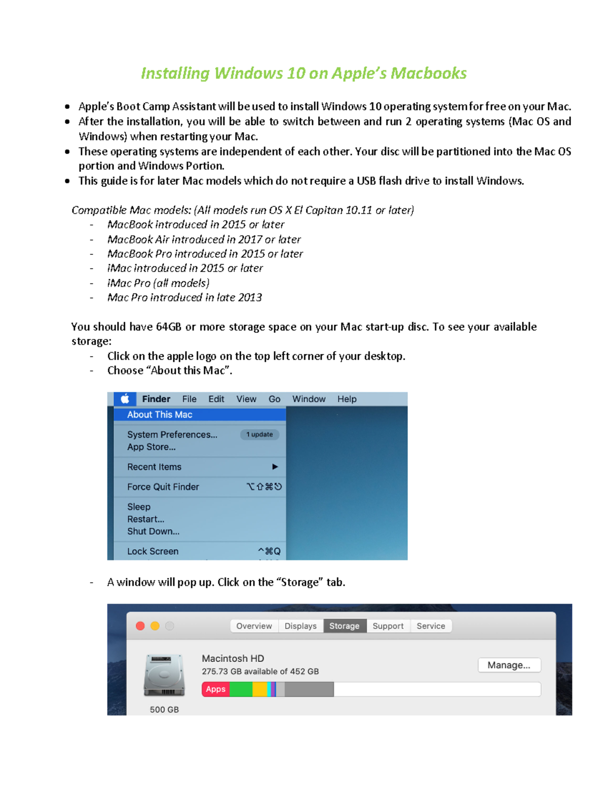 Guide for Installing Windows 10 on Apple - Installing Windows 10 on ...