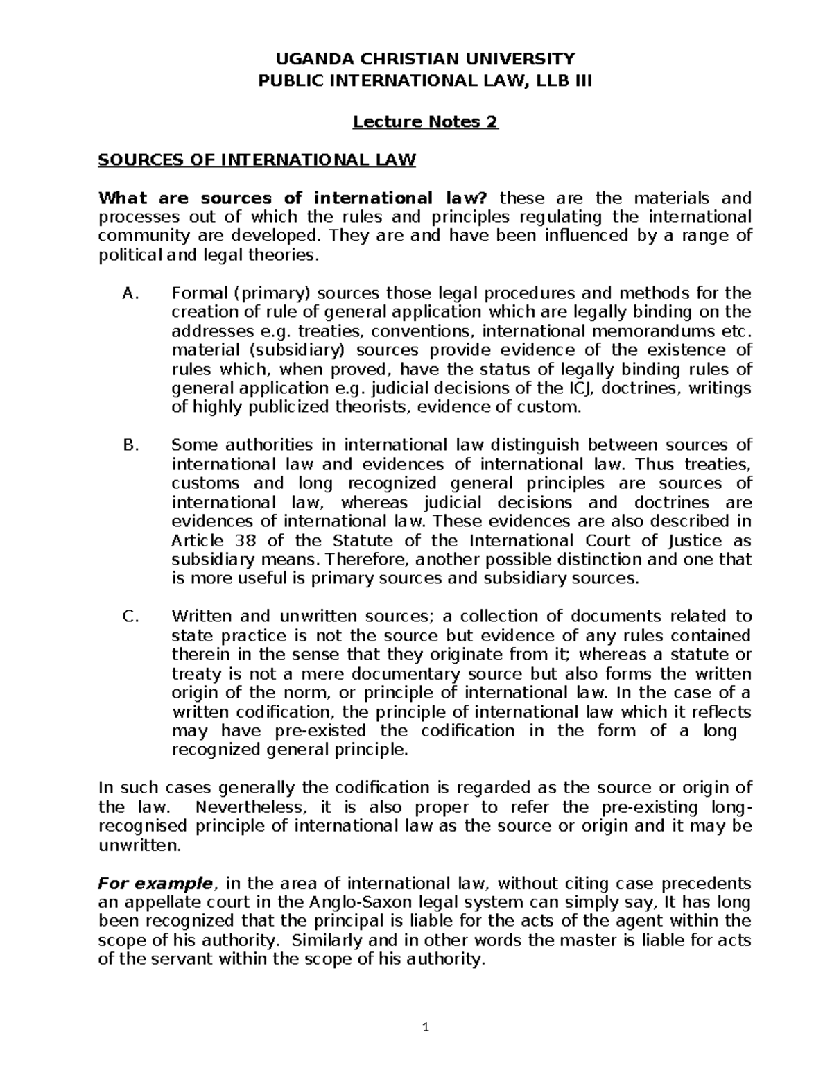 Sources of international law with all the cases - PUBLIC INTERNATIONAL ...