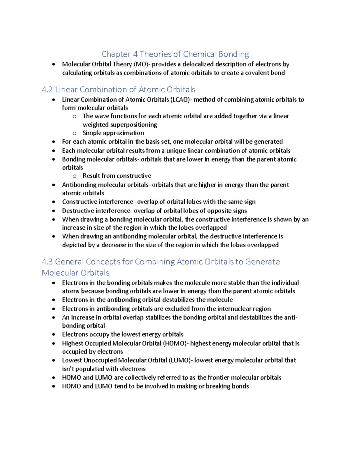 Chapter 4 Reading Notes - Chapter 4 Theories of Chemical Bonding ...