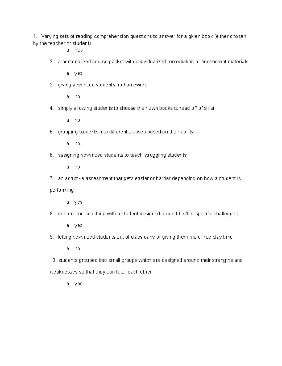 Examples - practice problems - Varying sets of reading comprehension ...