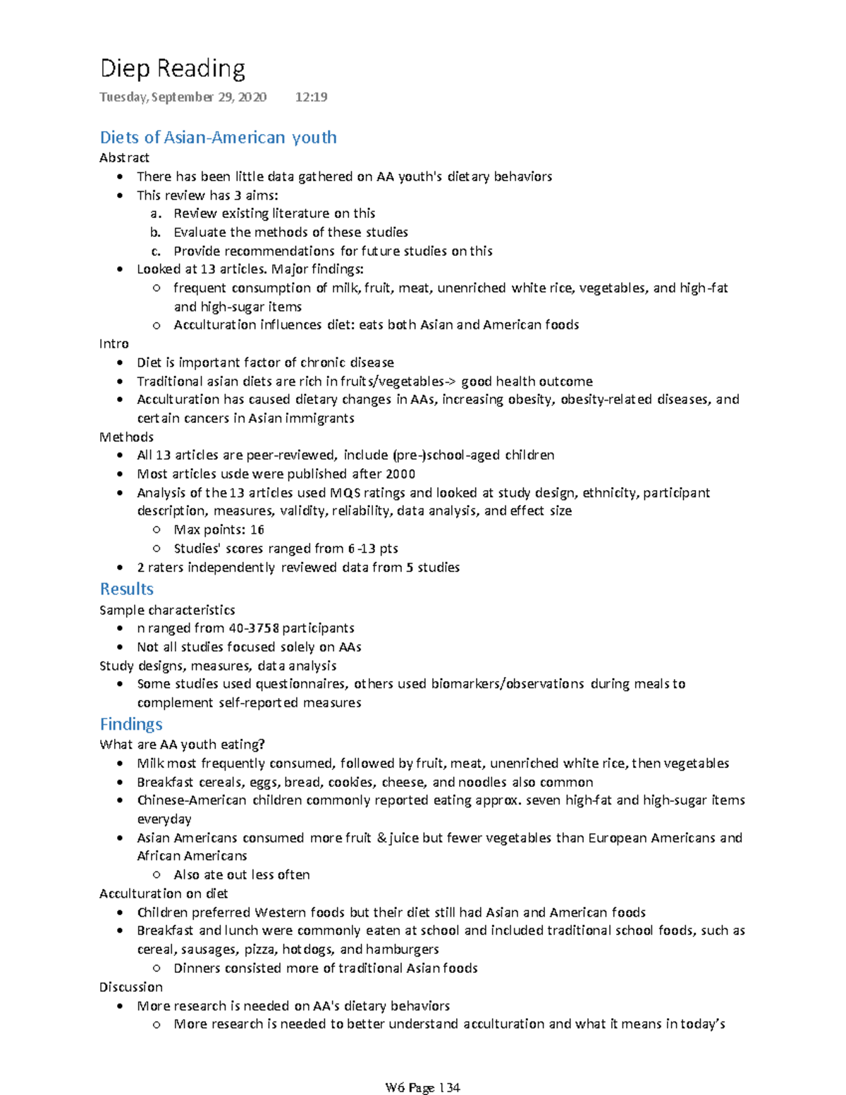 Week 6 Diep 2015 Reading Notes - Diets of Asian-American youth Abstract ...