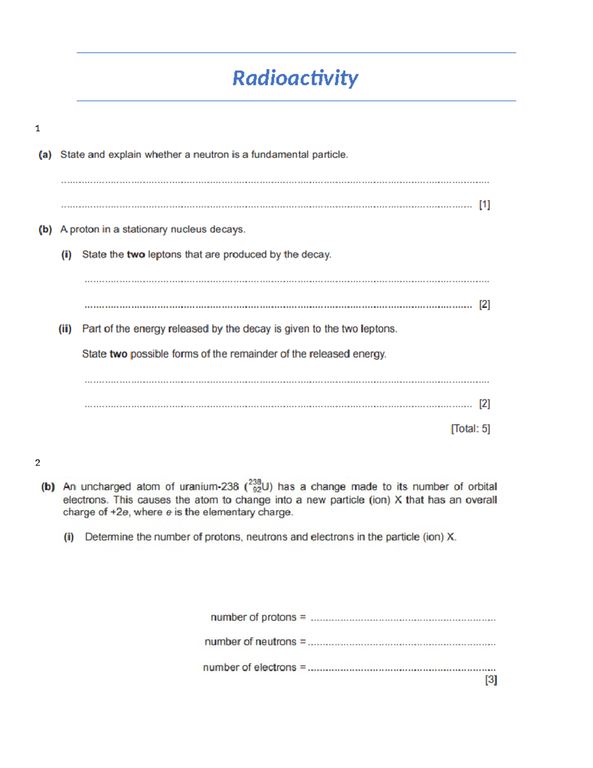 Radioactivity - Physics HL - Radioactivity 1 2 - Studocu