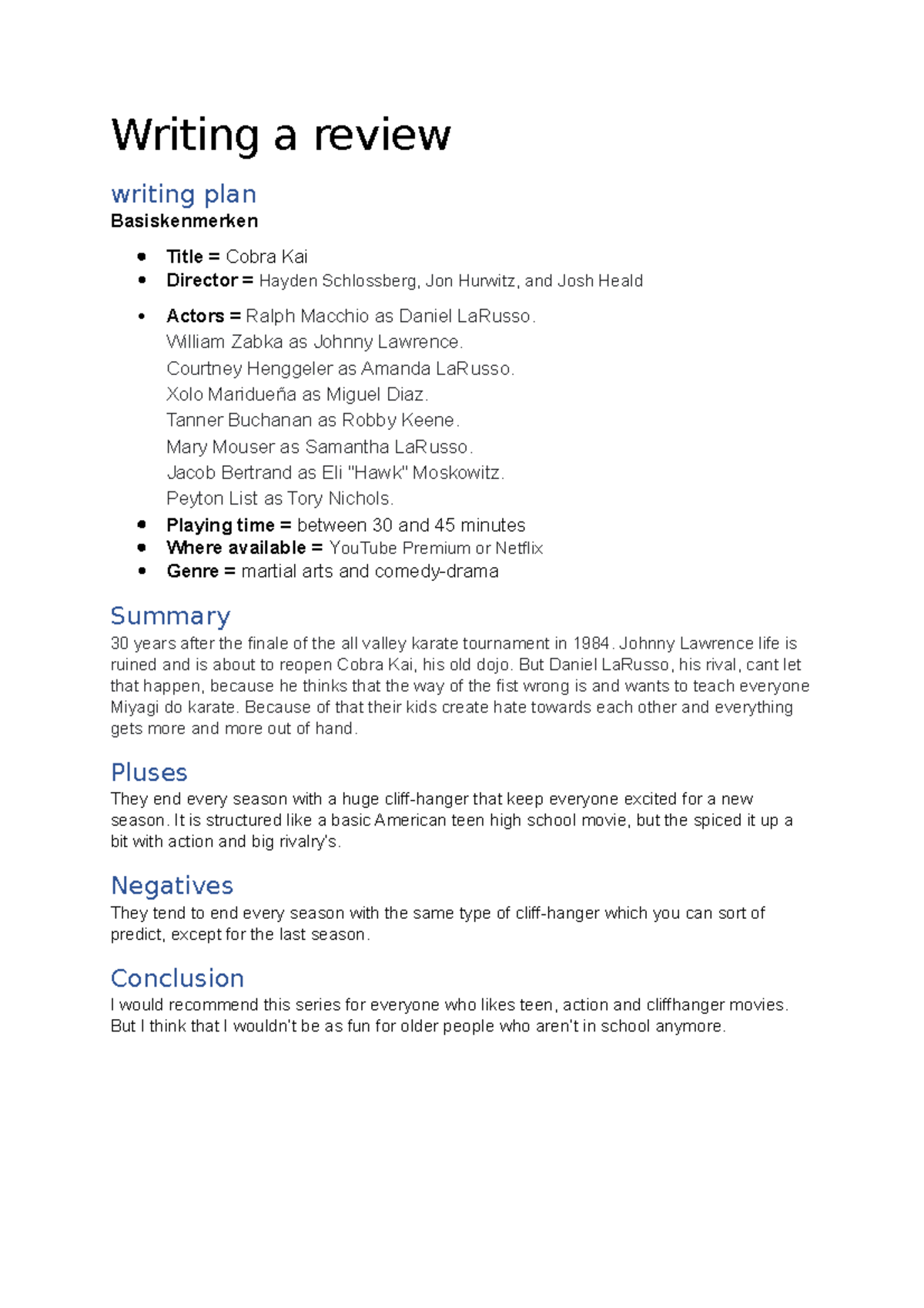 Writing a review Skillsfile - Writing a review writing plan ...