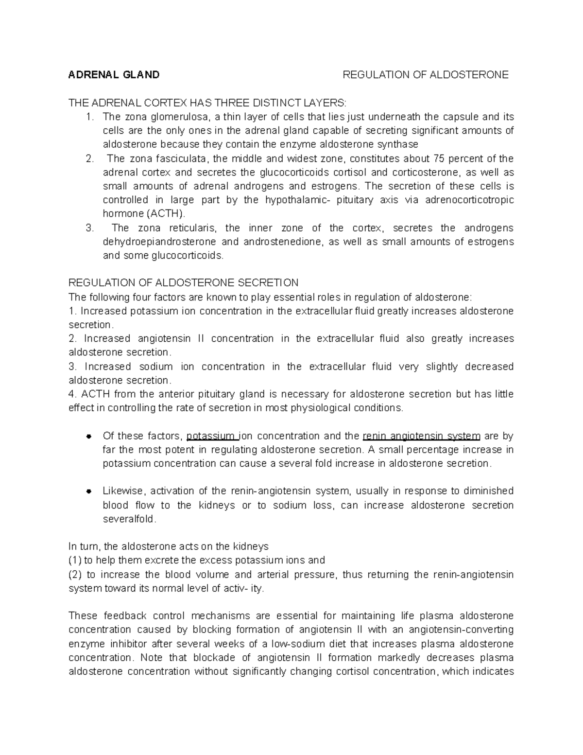 Adrenal Gland: Layers/ Regulation of Aldosterone Secretion/ Zona ...