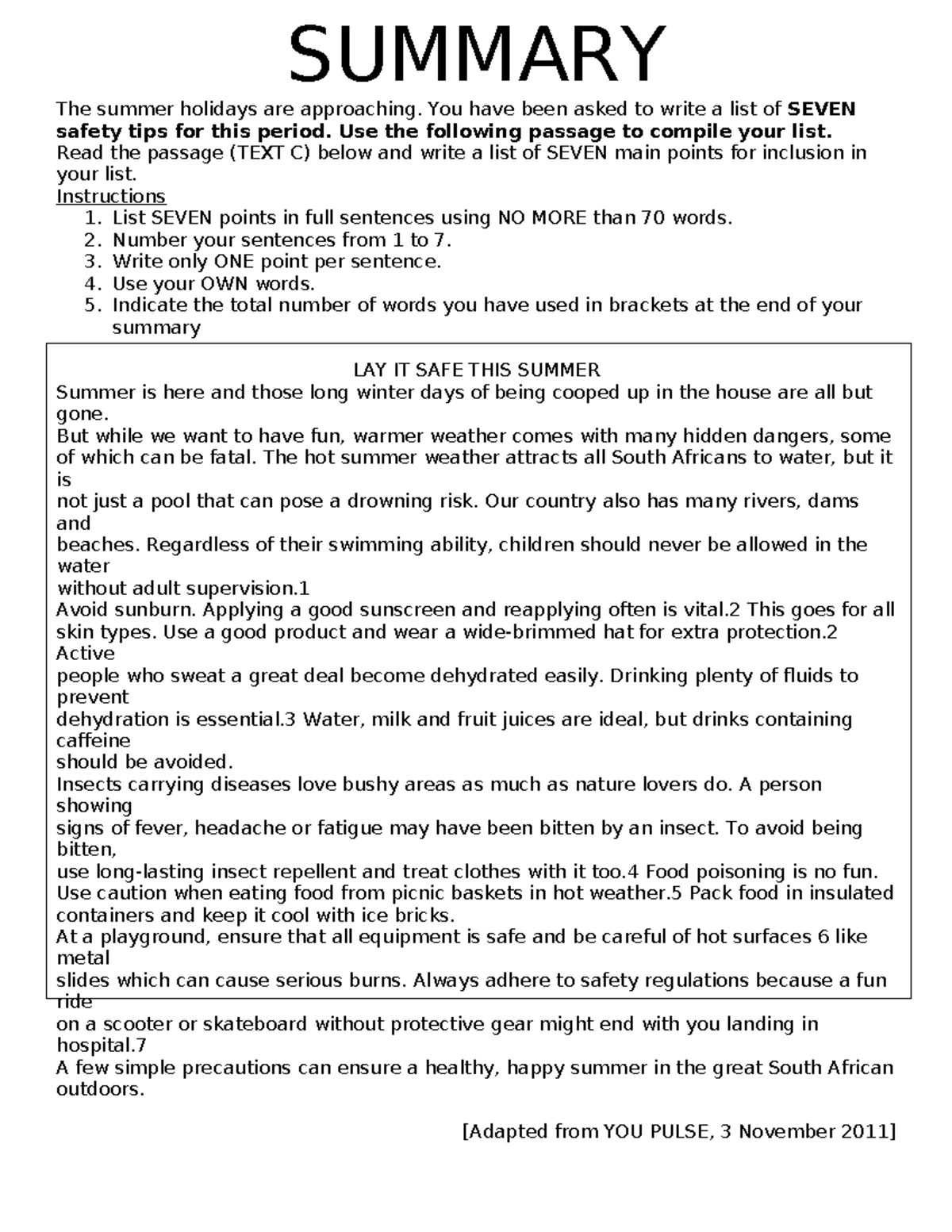 LANGUAGE: Summary, cartoon & advertisement (NOTES AND ANSWERS ...