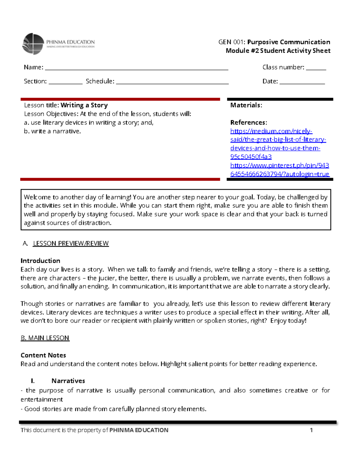 GEN 001 SAS 2 - Purposive Communication - Module # 2 Student Activity Sheet Name: - Studocu