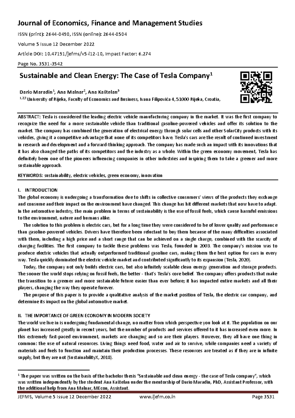 Sustainable and Clean Energy The Case of Tesla Com - Journal of ...