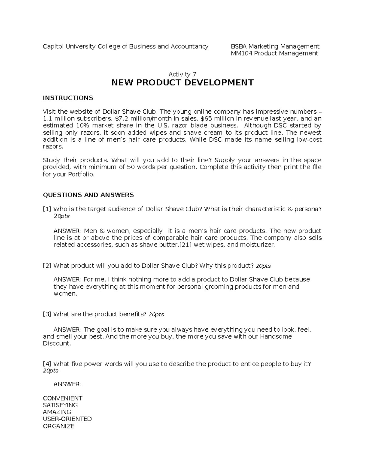 NEW Product Development - Capitol University College of Business and ...