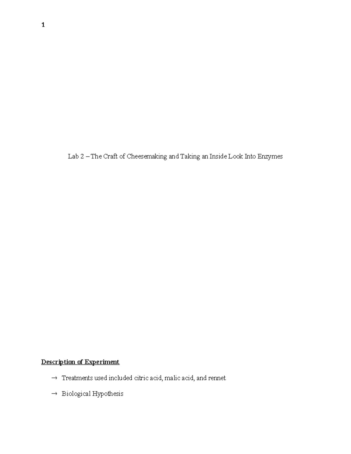 Lab 2 - Cheese Making - Lab 2 – The Craft of Cheesemaking and Taking an ...