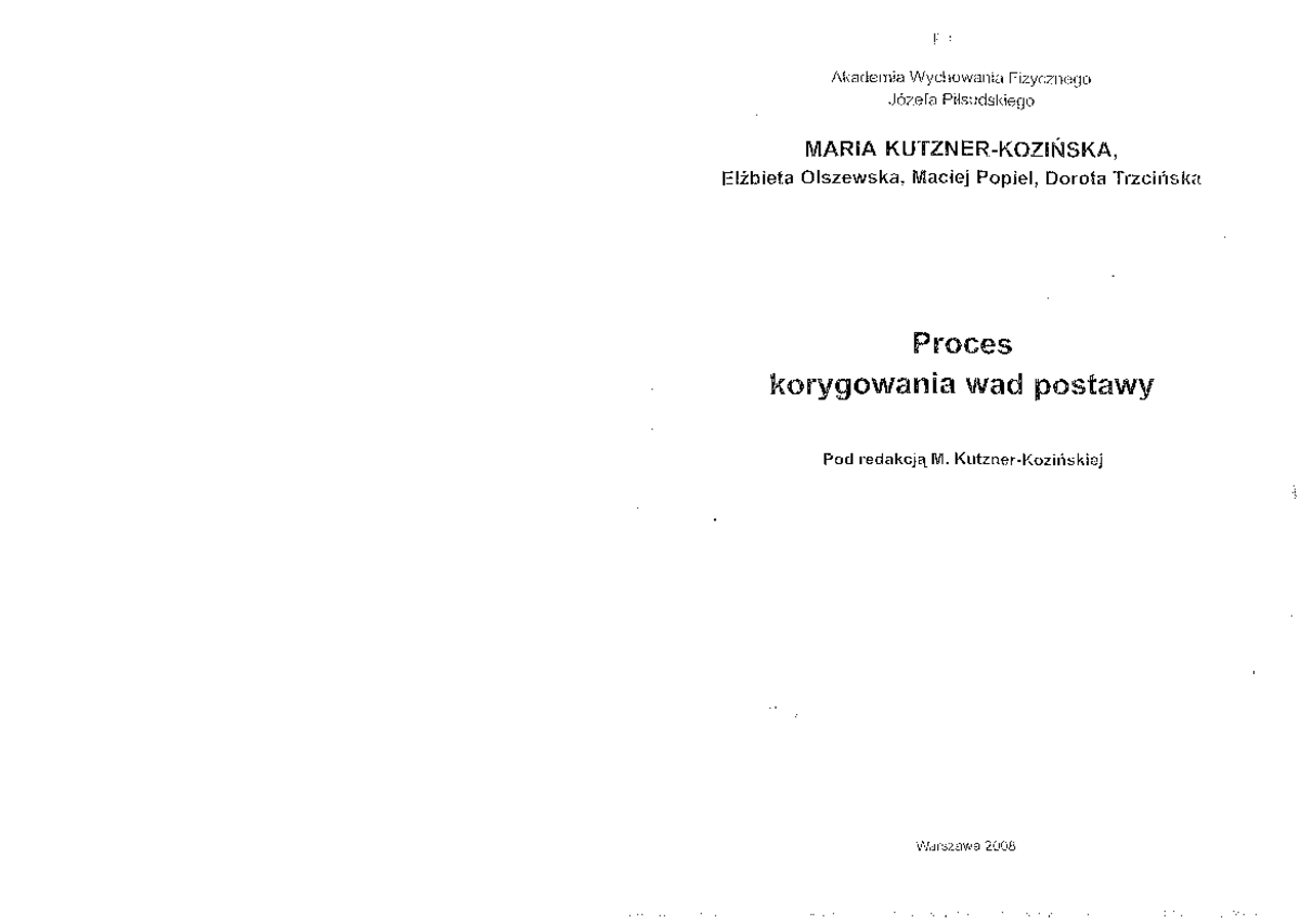 Kutzner-Kozińska M. - Proces korygowania wad postawy - Pediatria - Studocu
