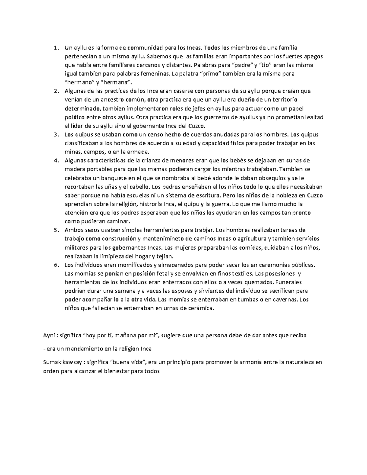 Respuestas para 2 Guía de Lectura Vida Cotidiana Twantisuyu - Un ayllu ...