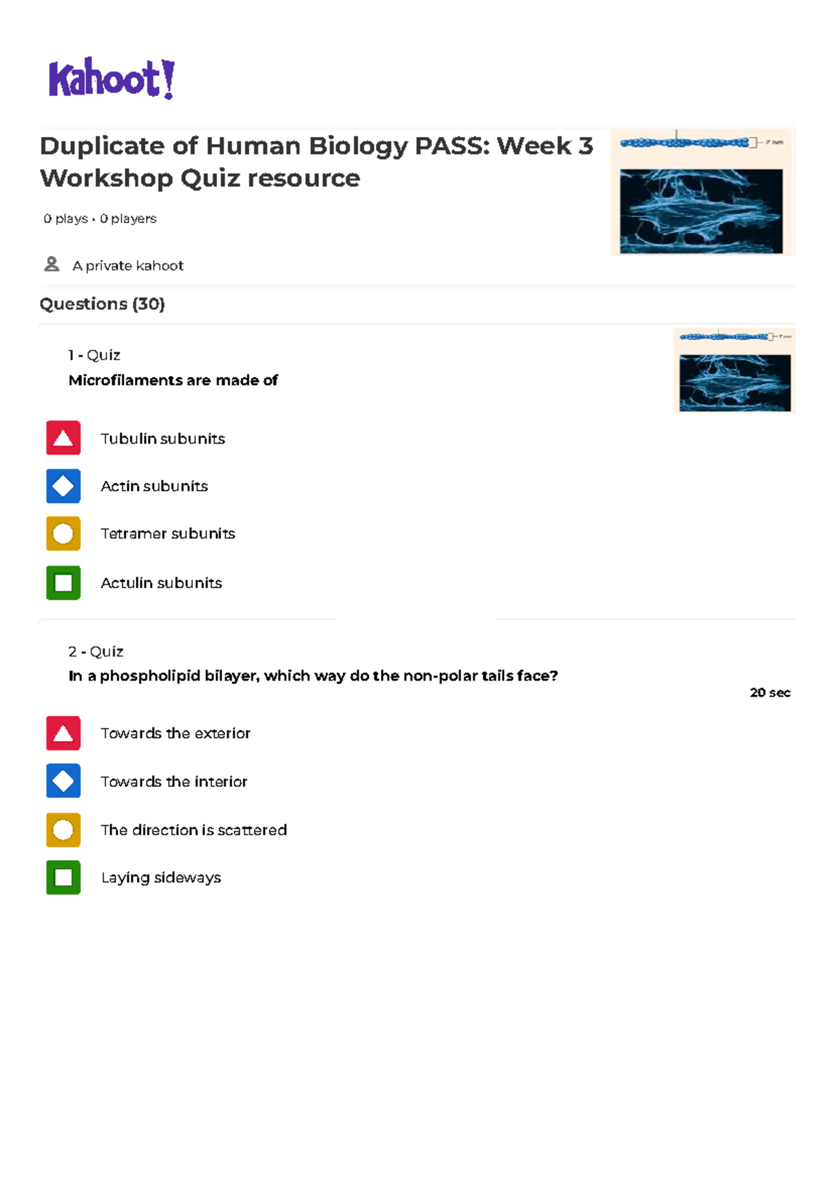 Human Biology Week 3 Workshop Quiz resource - Kahoot - Duplicate of ...