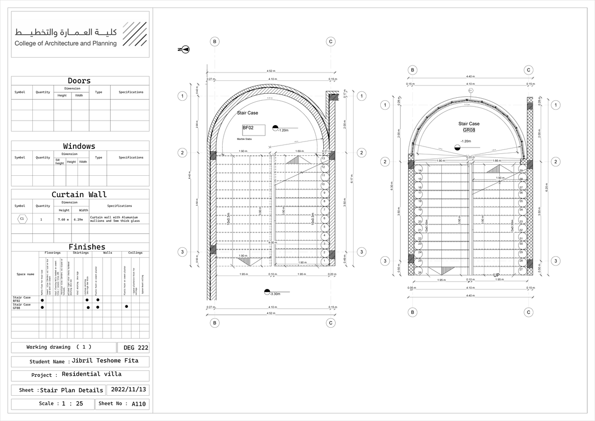 Stair Details 1 - mandatory course - UP 2 2 1 1 3 3 B B C C 1 m BF ...