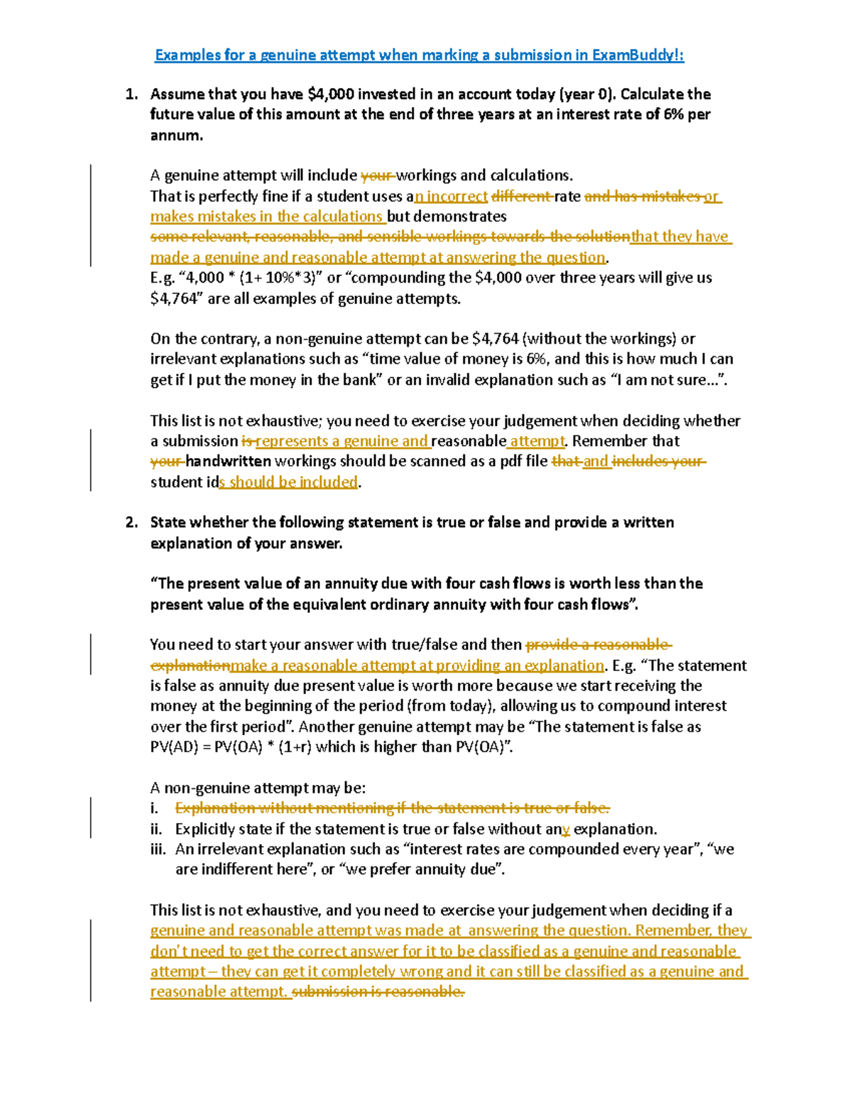 Exam Buddy Genuine Attempt Final - Examples for a genuine attempt when ...