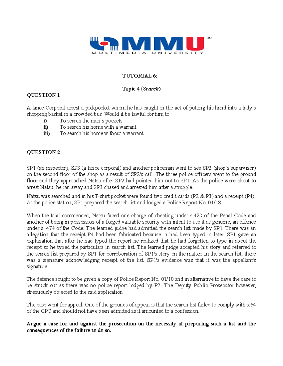 Week 7 Tutorial 6 - for reading purposes - TUTORIAL 6: Topic 4 (Search ...