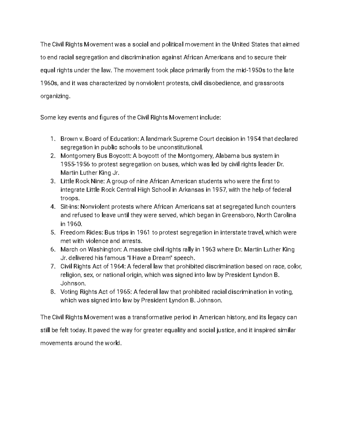 Civil rights movement - The movement took place primarily from the mid ...